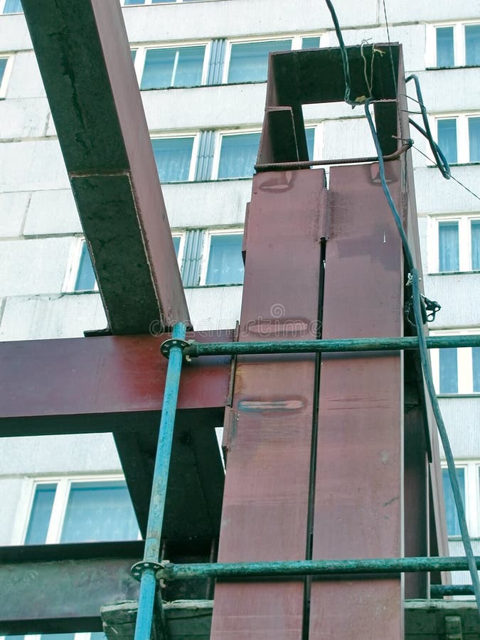 Construction Steel Frame stock photo. Image of beam, work - 75853752