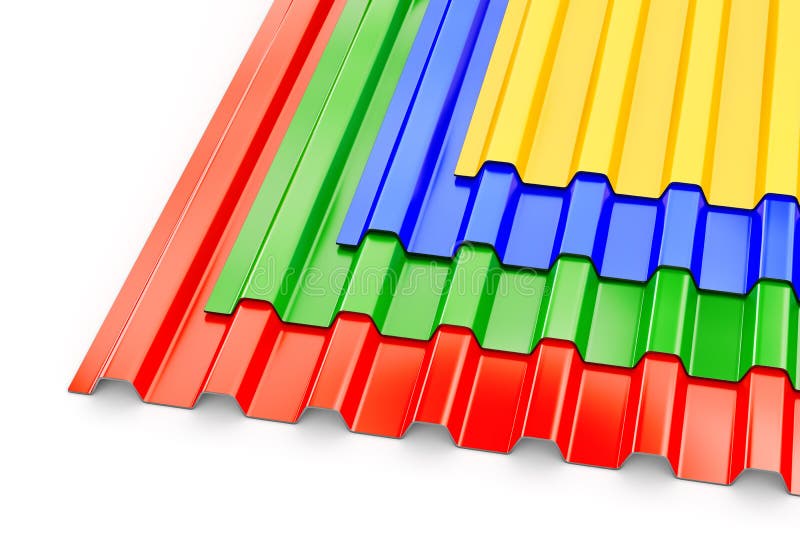 Construction Steel Profile Panel Sheets on White Background Stock ...