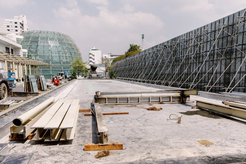 Construction Steel Stack on the Floor in Construction Zone Editorial ...