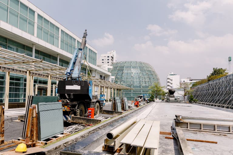Construction Steel Stack on the Floor in Construction Zone Editorial ...