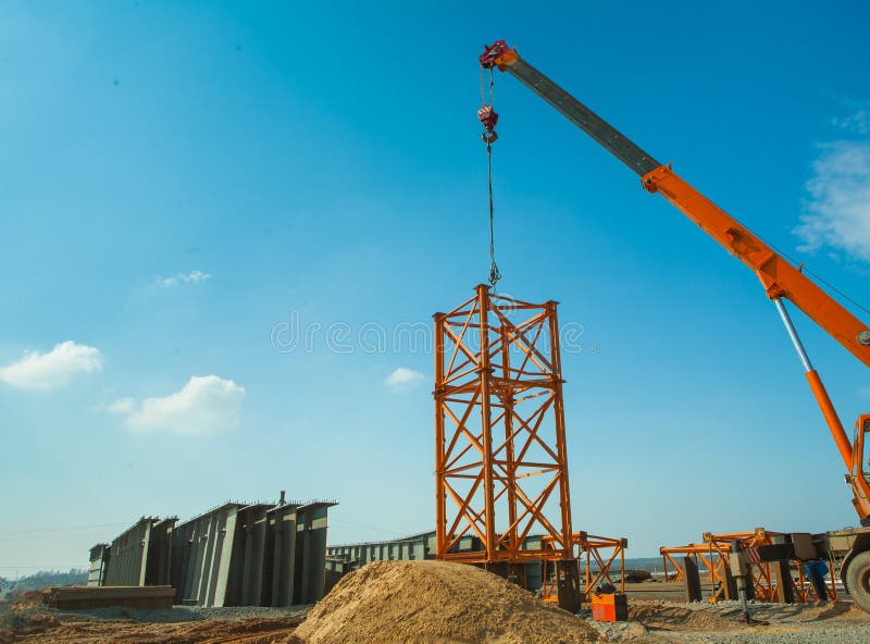 Construction of Steel Tower Stock Image - Image of business, ideas ...