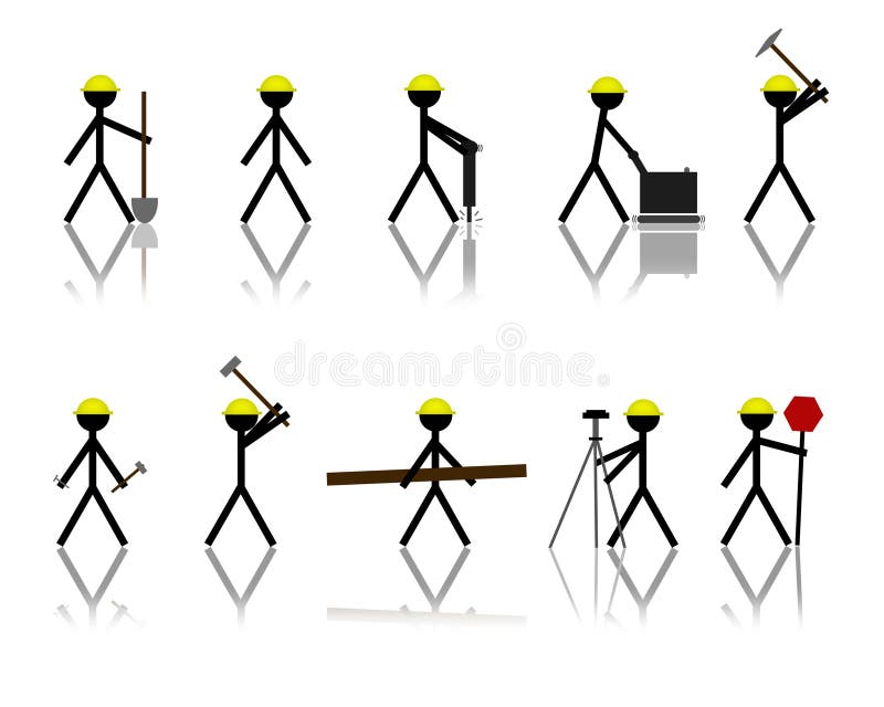 Construction Stick Figures stock illustration. Illustration of nail ...