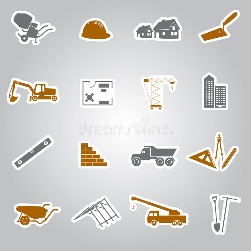 Set of Construction Stickers Stock Vector - Illustration of security ...