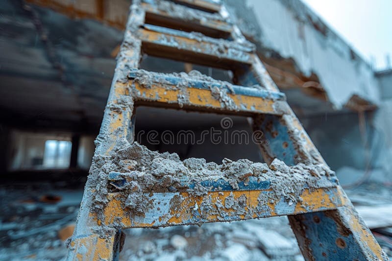 Construction Stopped at Residential Building Site, Ladder on Location ...
