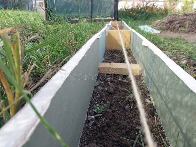 Construction of a Strip Foundation for a Fence Stock Image - Image of ...