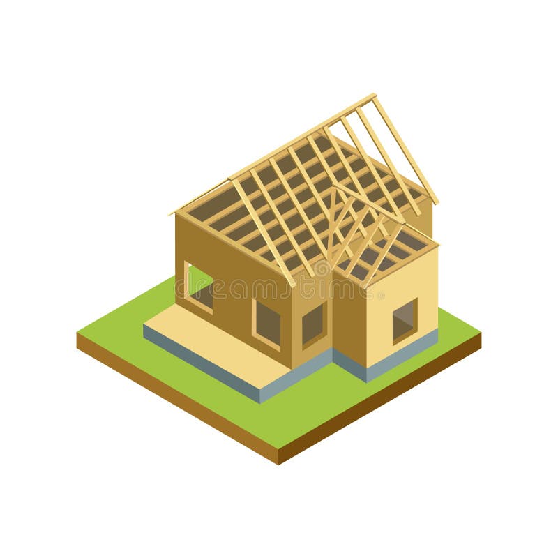 Construction Structure of House Isometric 3D Icon Stock Vector ...