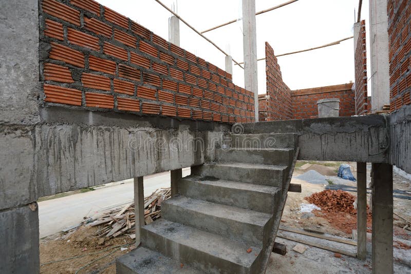 Construction Structure Made from Cement and Brick Stock Image - Image ...