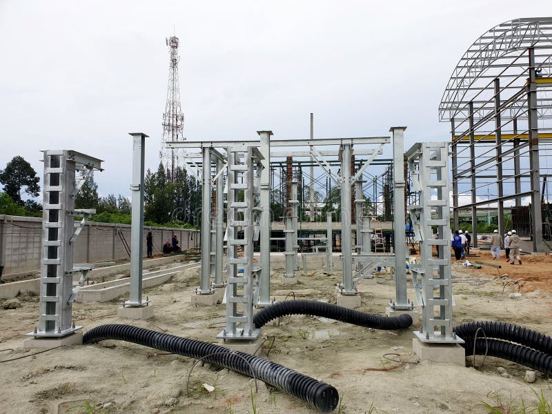 Steel Structure with Grounding Cable of 115kV Electrical Equipment ...