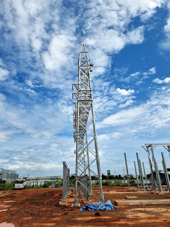 The Steel Structure of High Voltage Take-off Tower in the Switchyard ...