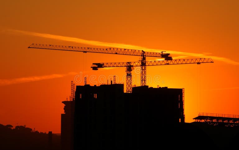 Construction on sunset stock image. Image of labor, protection - 12121795