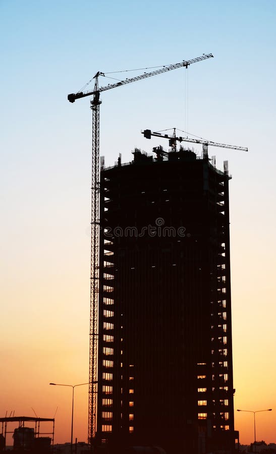Construction sunset stock photo. Image of 2007, orange - 2739816