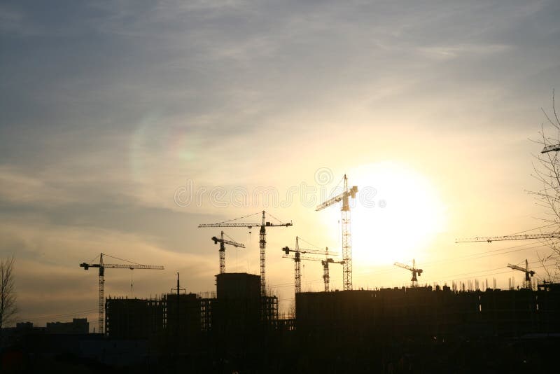 Construction sunset stock image. Image of concrete, construction - 5537963