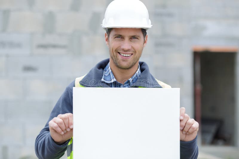 Construction Supervisor with Blank Sheet Stock Photo - Image of sign ...