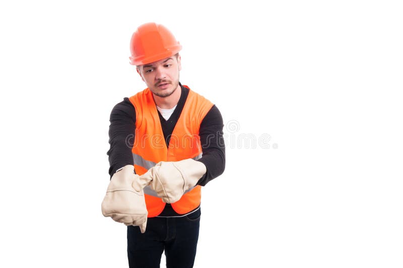 Construction Supervisor Doing Go Back To Work Sign Stock Photo - Image ...