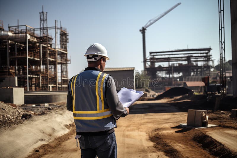 Construction Supervisor Inspecting Progress of Project. Generative AI ...