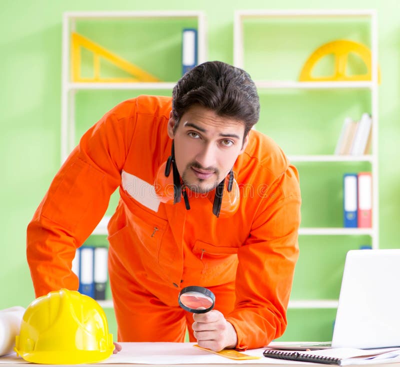 Construction Supervisor Planning New Project in Office Stock Image ...
