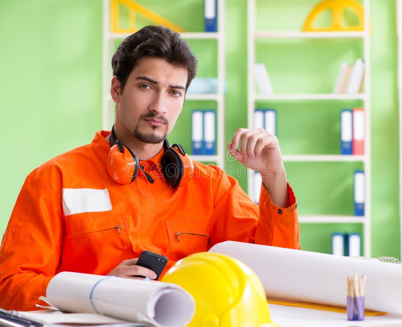 Construction Supervisor Planning New Project in Office Stock Image ...