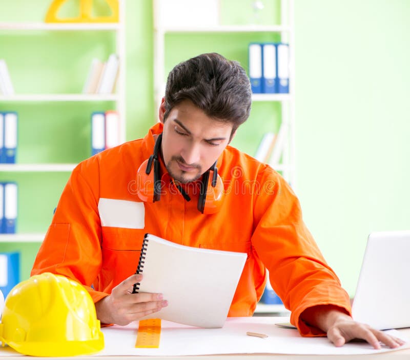 Construction Supervisor Planning New Project in Office Stock Image ...