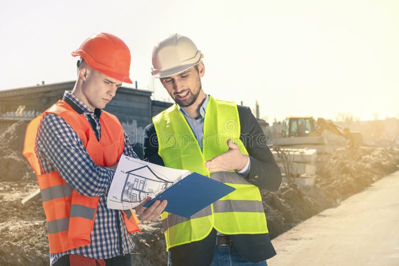 Construction Supervisor Supervises the Pouring of Concrete Pump at ...
