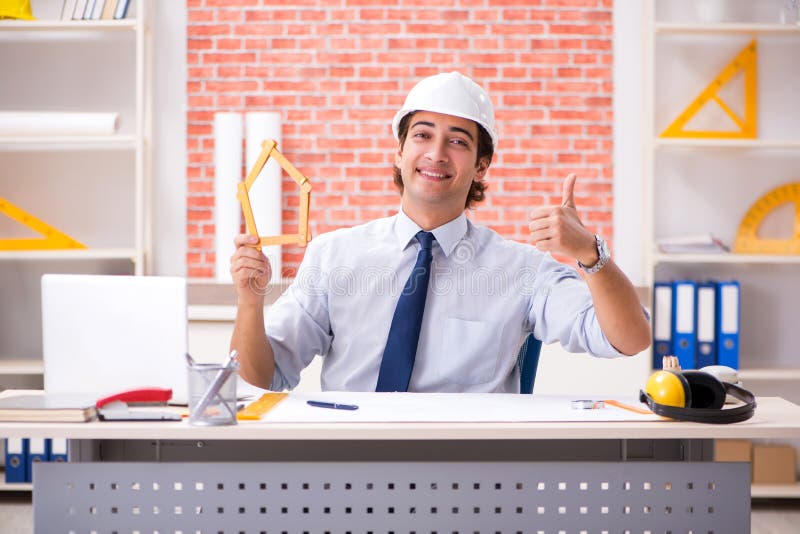 The Construction Supervisor Working on Blueprints Stock Image - Image ...