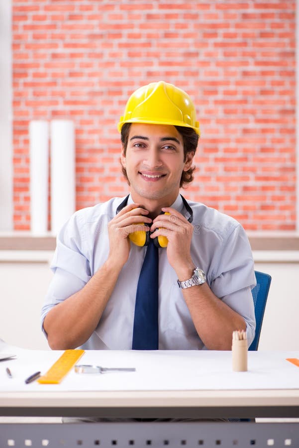 The Construction Supervisor Working on Blueprints Stock Image - Image ...