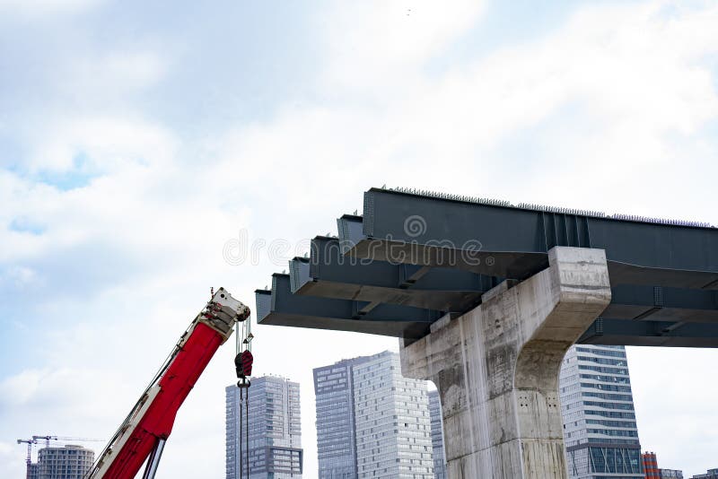 Construction Supporting Column of Concrete Bridge Stock Image - Image ...