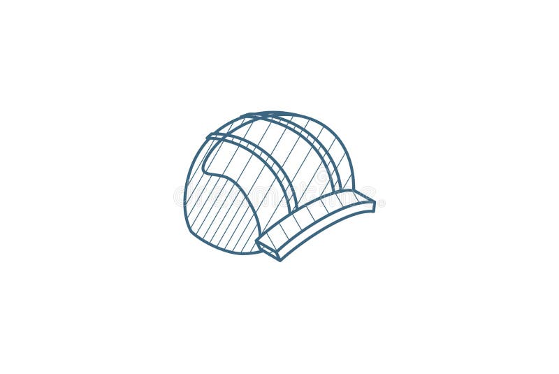 Construction Symbol, Helmet Isometric Icon. 3d Line Art Technical ...