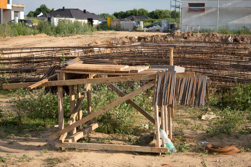 Construction Table with Tools at the Construction Site Stock Image ...
