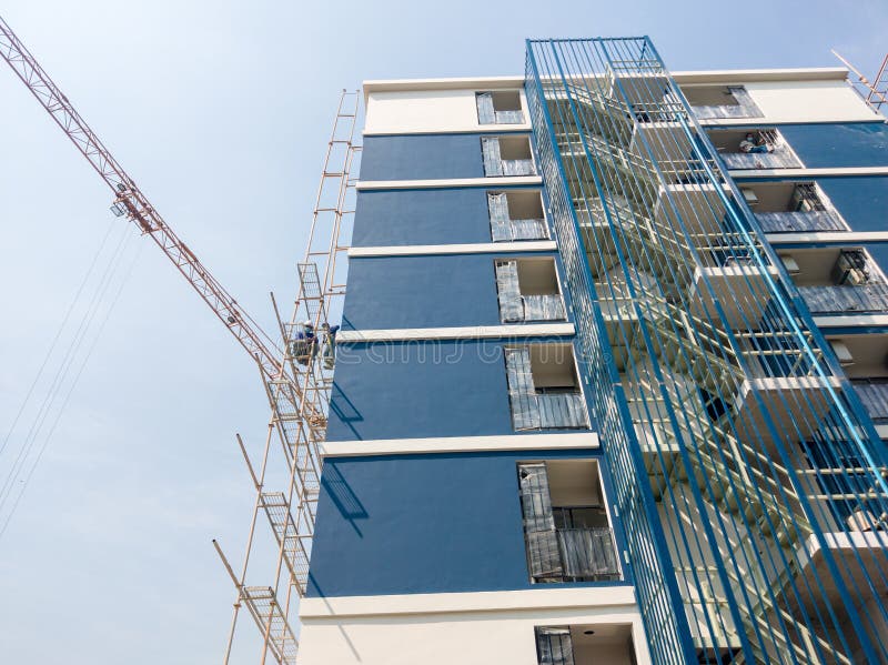 The Construction of Tall Buildings and the Sky Stock Photo - Image of ...