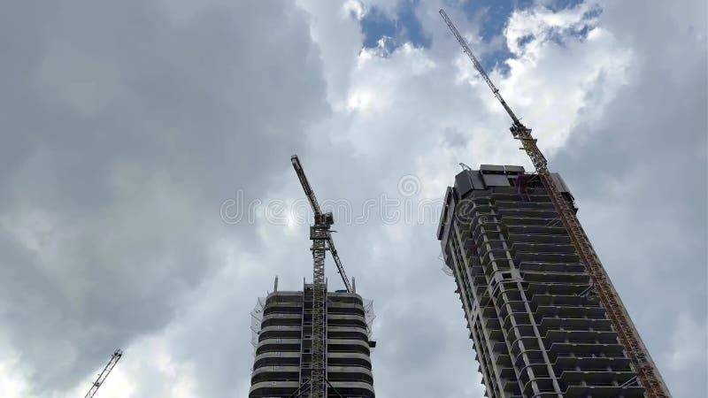 Construction of Tall Buildings Skyscrapers Using Cranes. from ...