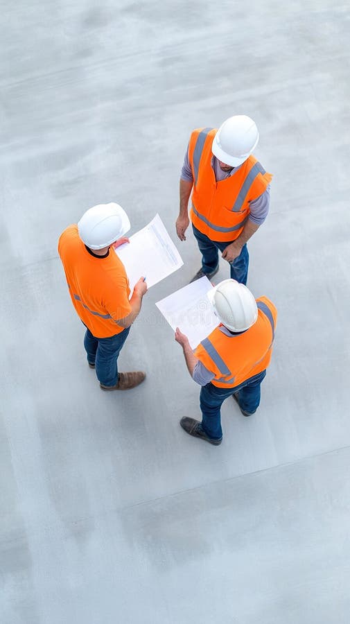 Construction Team Collaborates on Site To Discuss Plans and Strategies ...