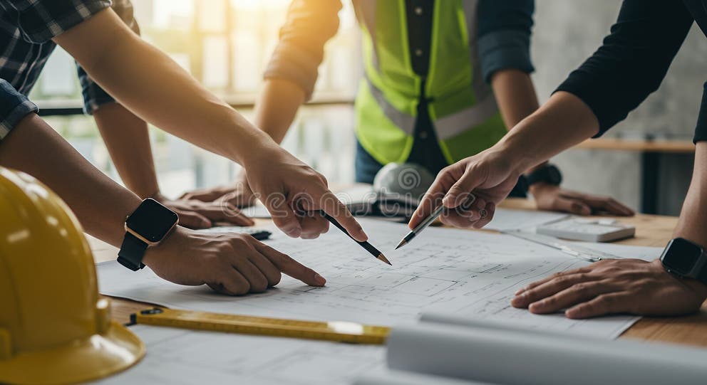 Construction Team Collaboration Analyzing Blueprints for Success Engineers, Architects and ...