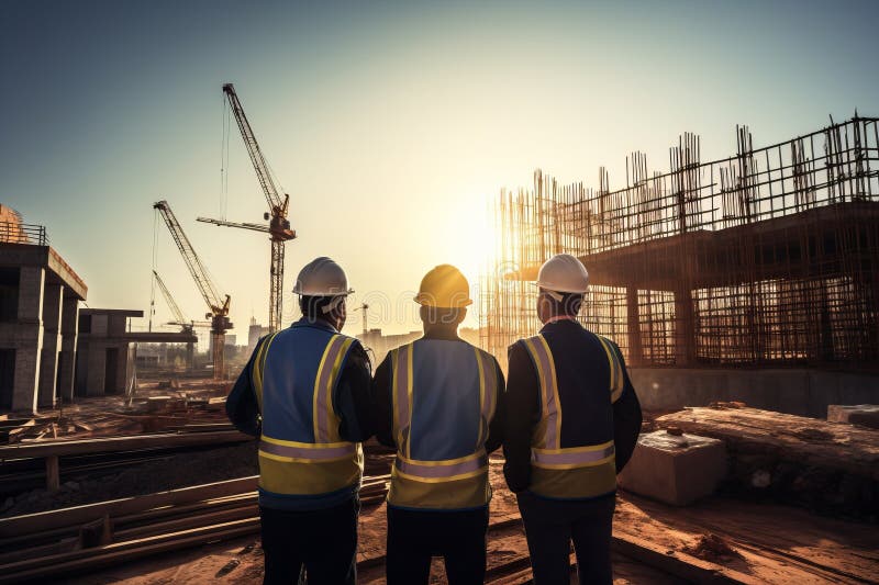 Construction Team at Construction Site Stock Illustration ...