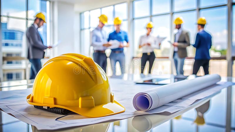 Construction Team Gathered Indoors for Project Discussion with ...