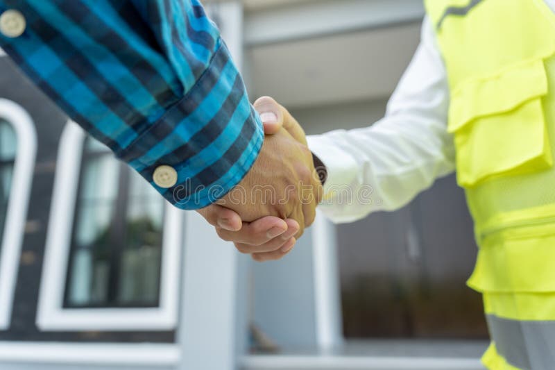 Construction Team Hands Shaking Greeting Start Up Plan New Project ...