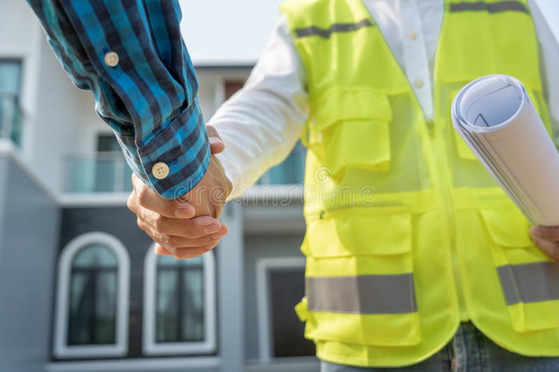 Construction Team Hands Shaking Greeting Start Up Plan New Project ...
