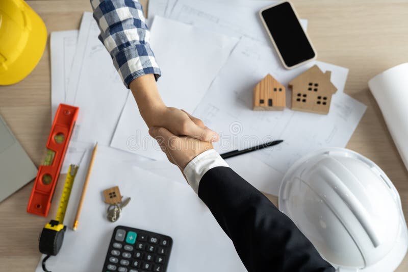 Construction Team Hands Shaking Greeting Start Up Plan New Project ...