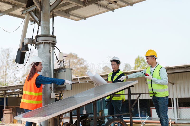 Innovative Solutions. Team Discussing Solar Energy Implementation ...