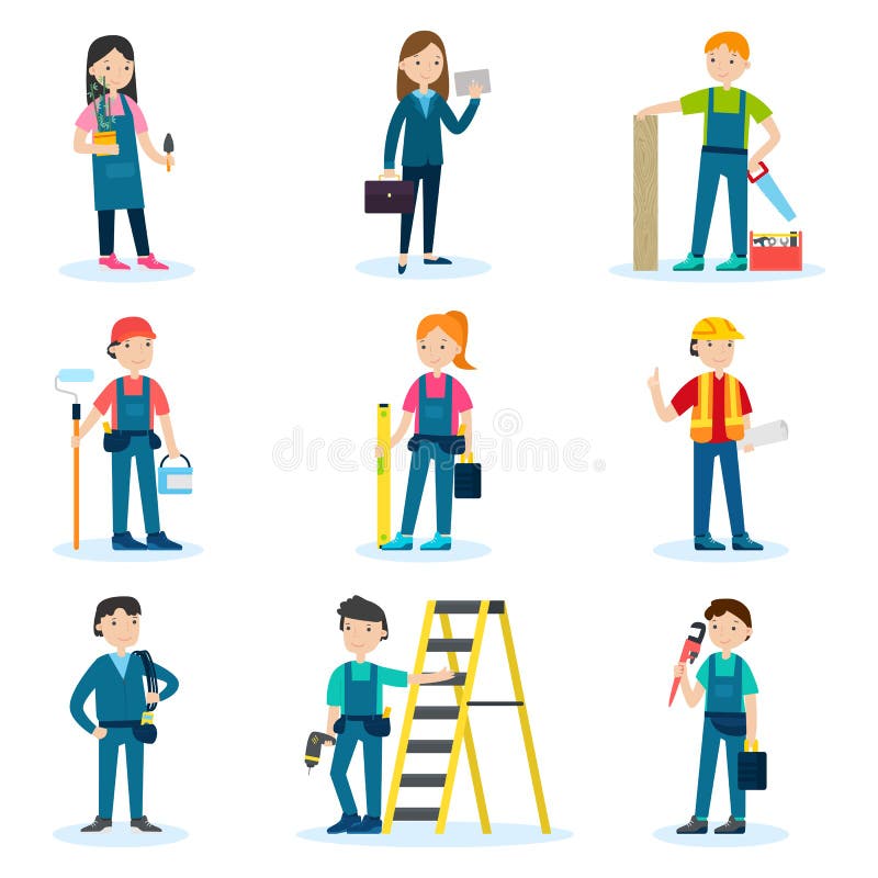 Construction Team. Engineering And Constructions Workers, Building ...