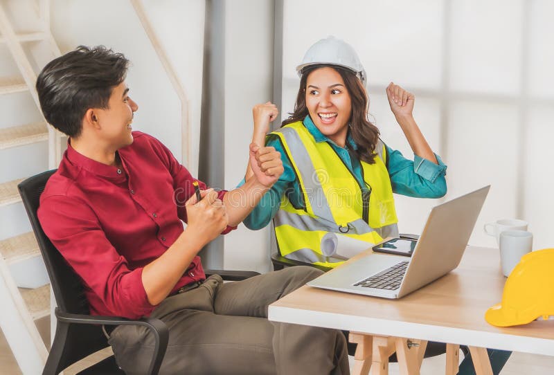 Construction Team Showing Success with Smile and Laughter for Engineer ...