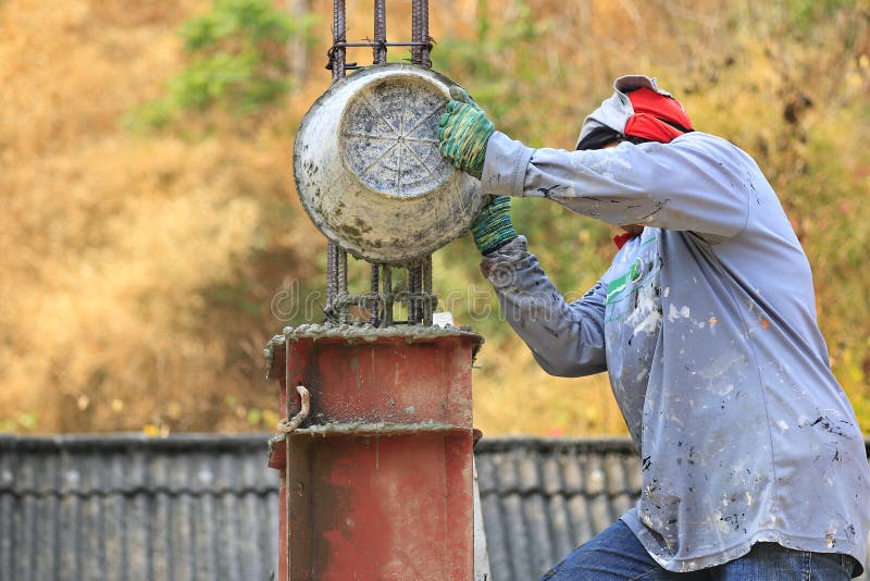 The Construction Technician is Working on the Casting of Concrete ...