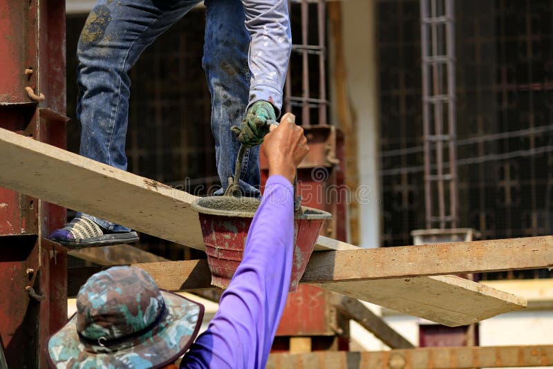 The Construction Technician is Working on the Casting of Concrete ...