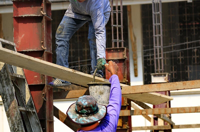 The Construction Technician is Working on the Casting of Concrete ...
