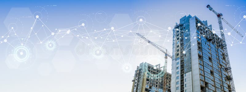 Construction Technology Banner Background. Construction Site with ...