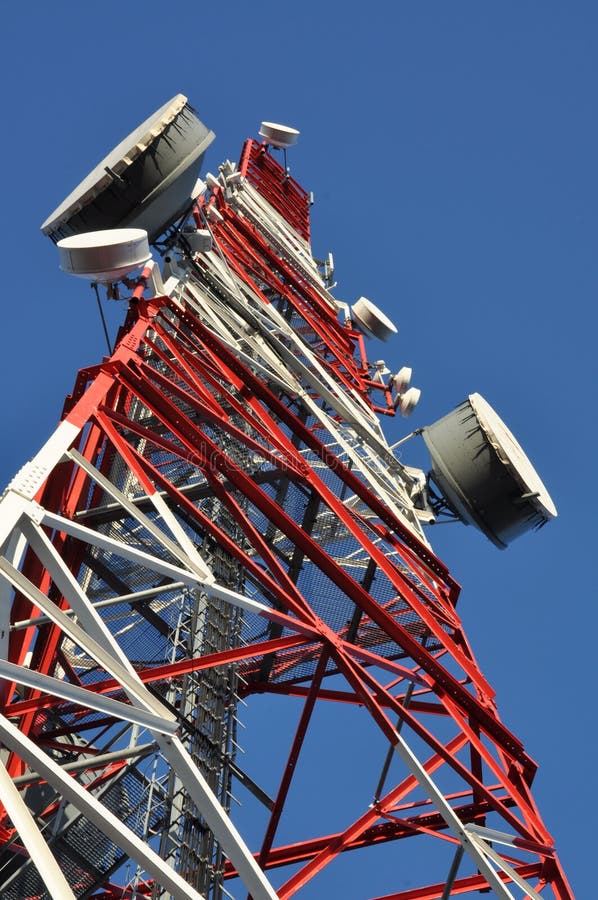 Construction of a Telecommunications Tower with Antennas Stock Photo ...
