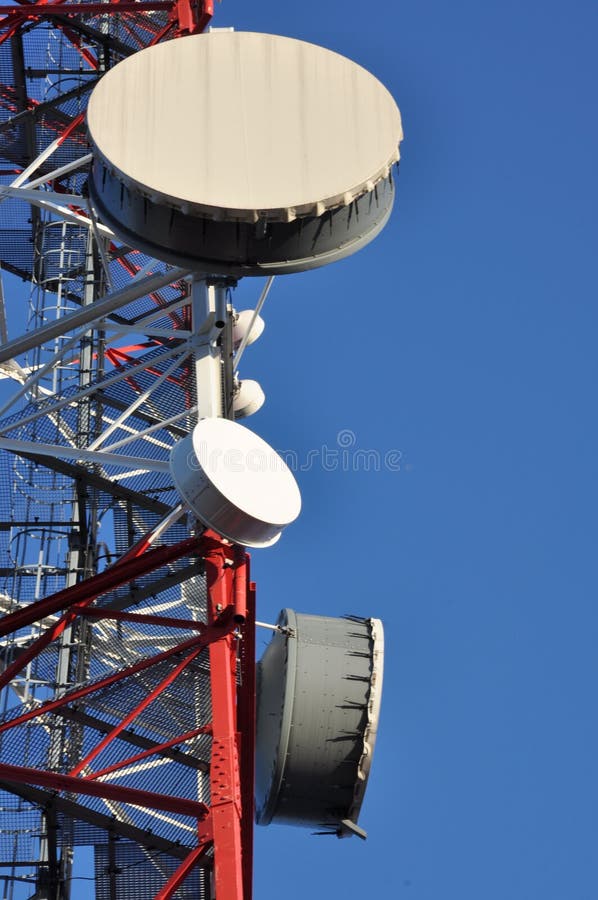 Construction of a Telecommunications Tower with Antennas Stock Image ...