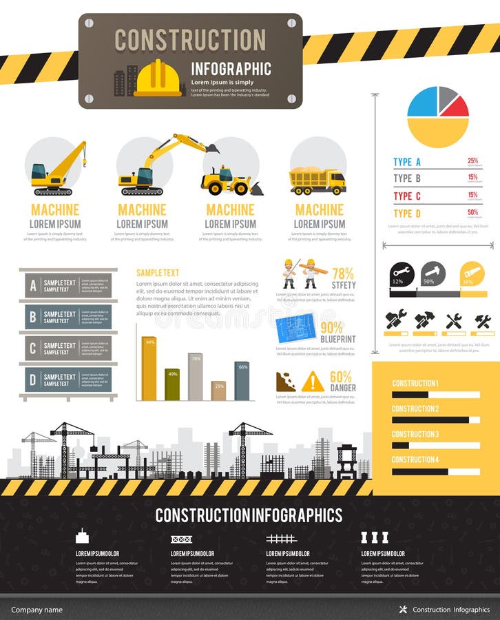 Construction Template Design Infographic. Stock Vector - Illustration ...