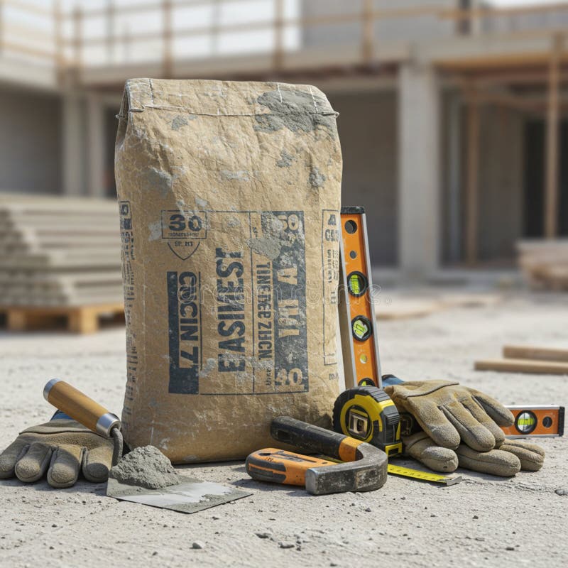 A Construction-themed Image Featuring a Large Brown Paper Bag of Cement ...