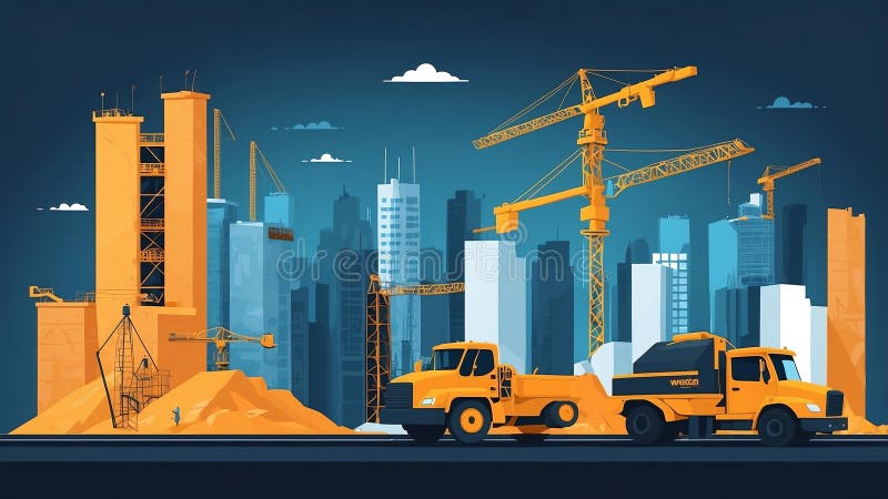 Construction Themed Wallpaper for Presentations and of Ai Generated ...