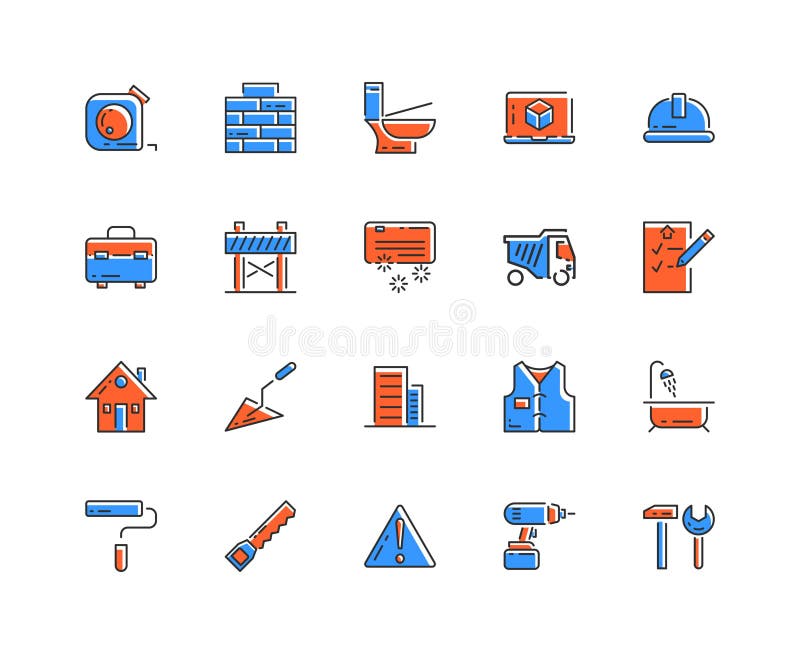 Construction Thin Line Icon Set. Construction, Home Repair Tools. Build ...